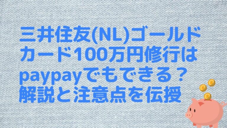 三井住友(NL)ゴールドカード100万円修行はpaypayでもできる？解説と注意点を伝授 | マネーリテラシーニュース